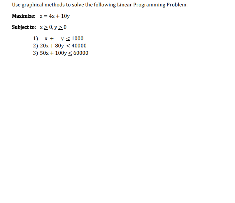 Solved Use graphical methods to solve the following Linear | Chegg.com