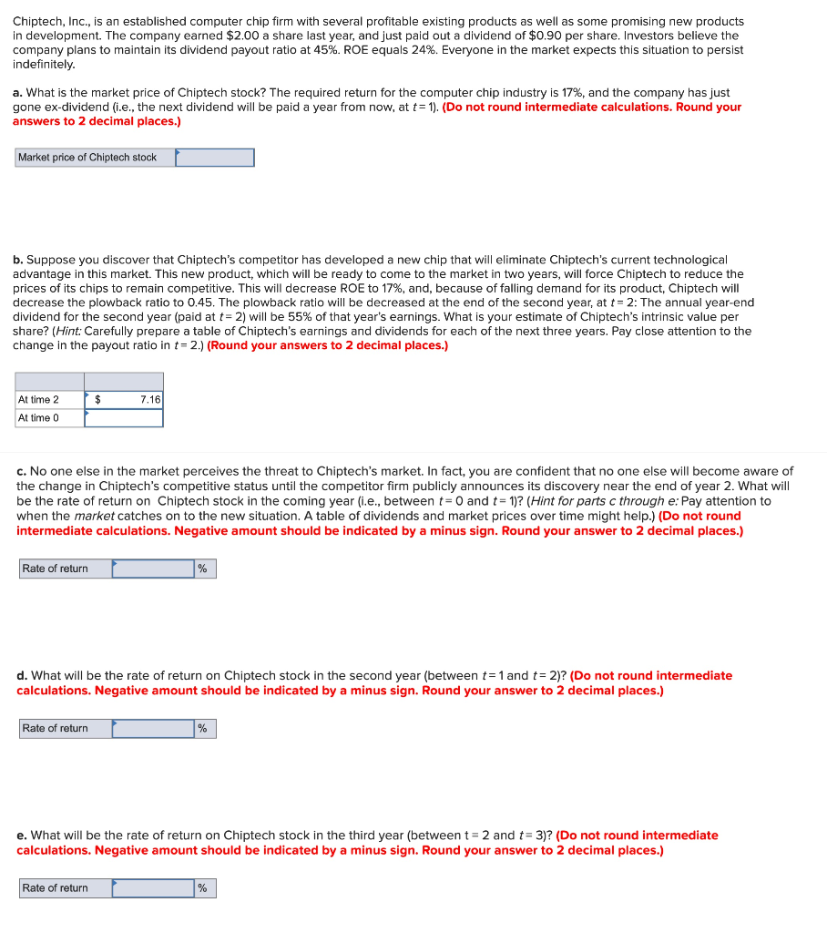Solved Chiptech, Inc., is an established computer chip firm | Chegg.com