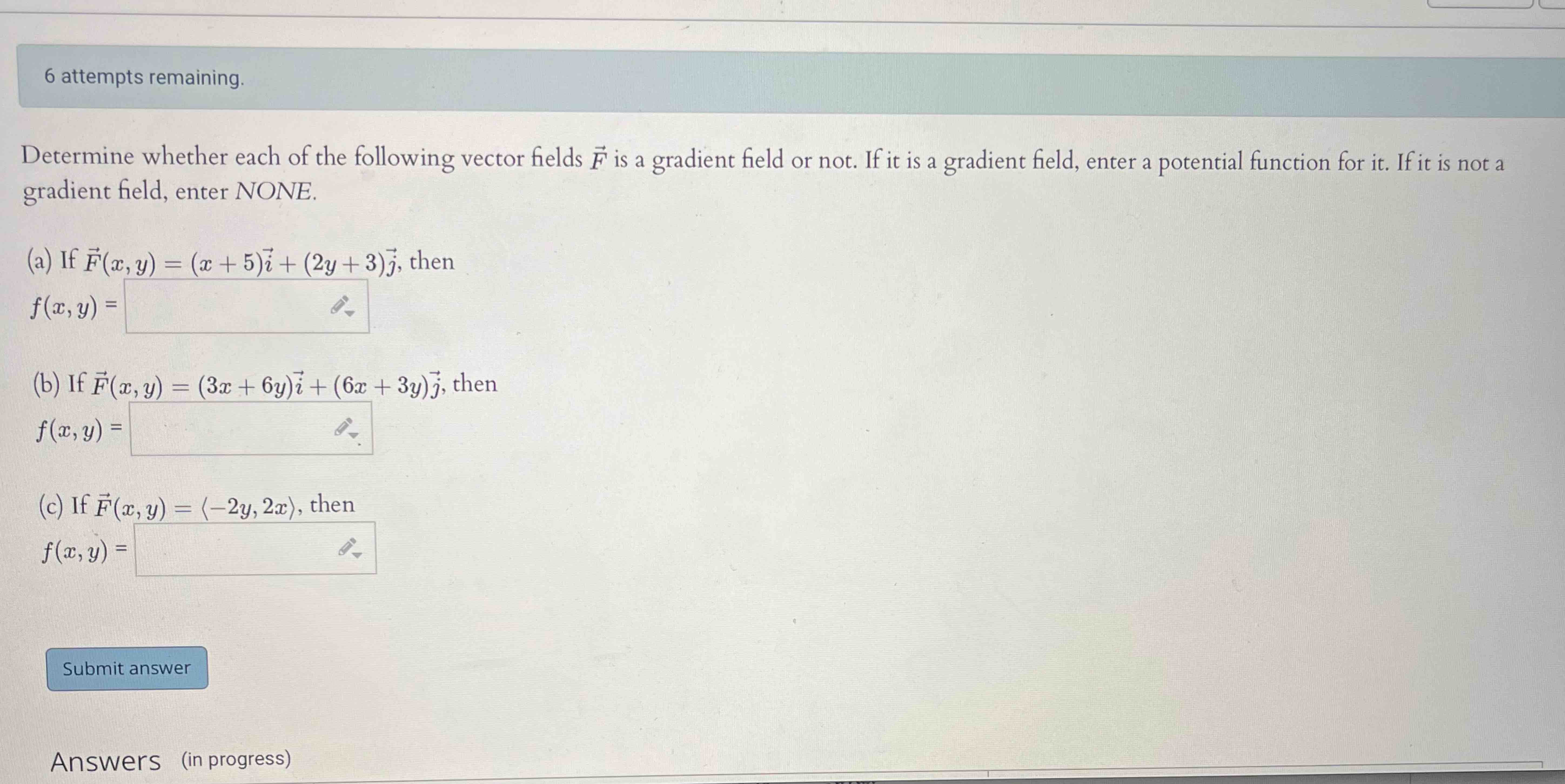 Solved Determine whether each of the following vector fields | Chegg.com
