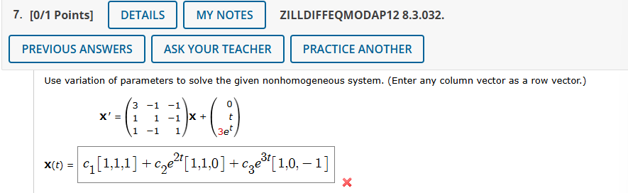 Use variation of ﻿parameters to ﻿solve the given | Chegg.com