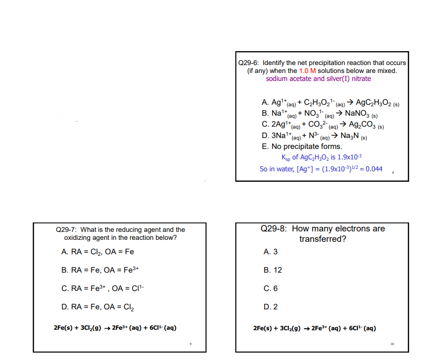 Solved Q29-6: Identify the net precipitation reaction that | Chegg.com