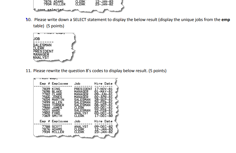 Solved 8. Please create a query, a SELECT statement, to | Chegg.com