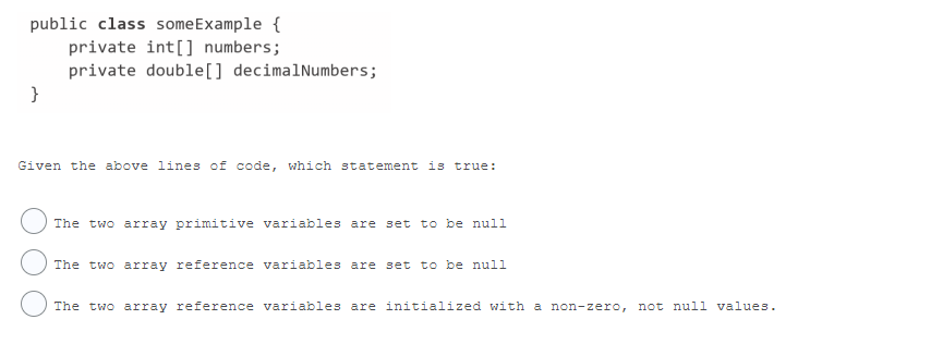 Solved public class Example{ private int[] numbers = new | Chegg.com