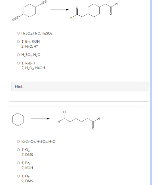 Solved H2SO4,H2O,HgSO4 1) Br2,KOH 2) H2O,H+ H2SO4,H2O 1) | Chegg.com