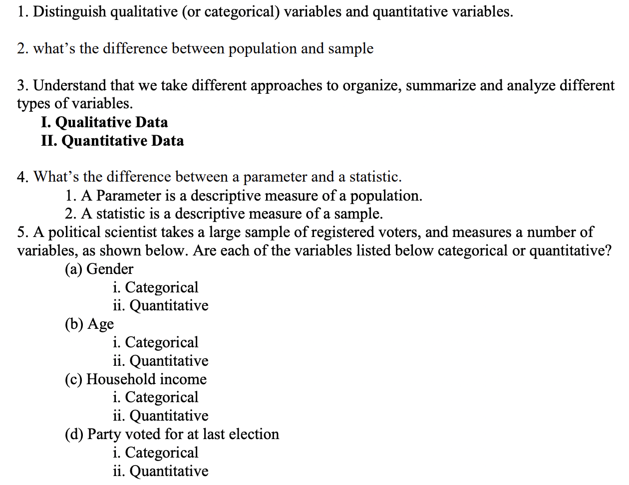 Solved 1. Distinguish qualitative (or categorical) variables | Chegg.com