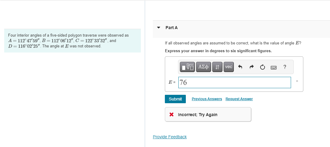 Solved Four interior angles of a five-sided polygon traverse | Chegg.com