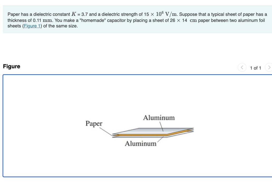 Solved Paper has a dielectric constant K=3.7 and a | Chegg.com