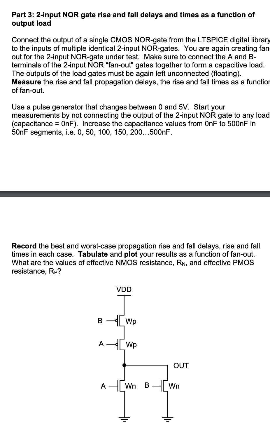 Solved Part 3: 2-input NOR gate rise and fall delays and | Chegg.com