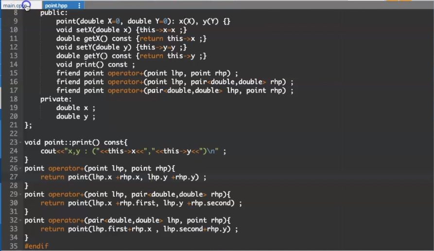 Solved main.cpp point.hpp 4 #include 5 #include "point. | Chegg.com
