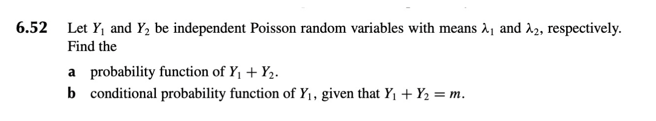 Solved 552 Let Y1 And Y2 Be Independent Poisson Random 