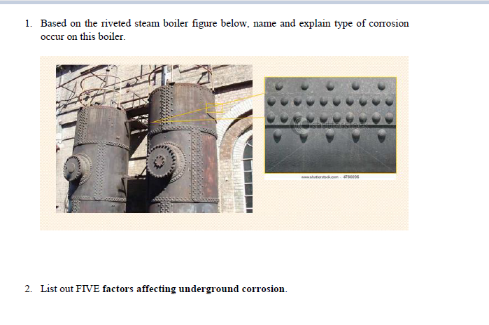 Solved 1. Based on the riveted steam boiler figure below, | Chegg.com