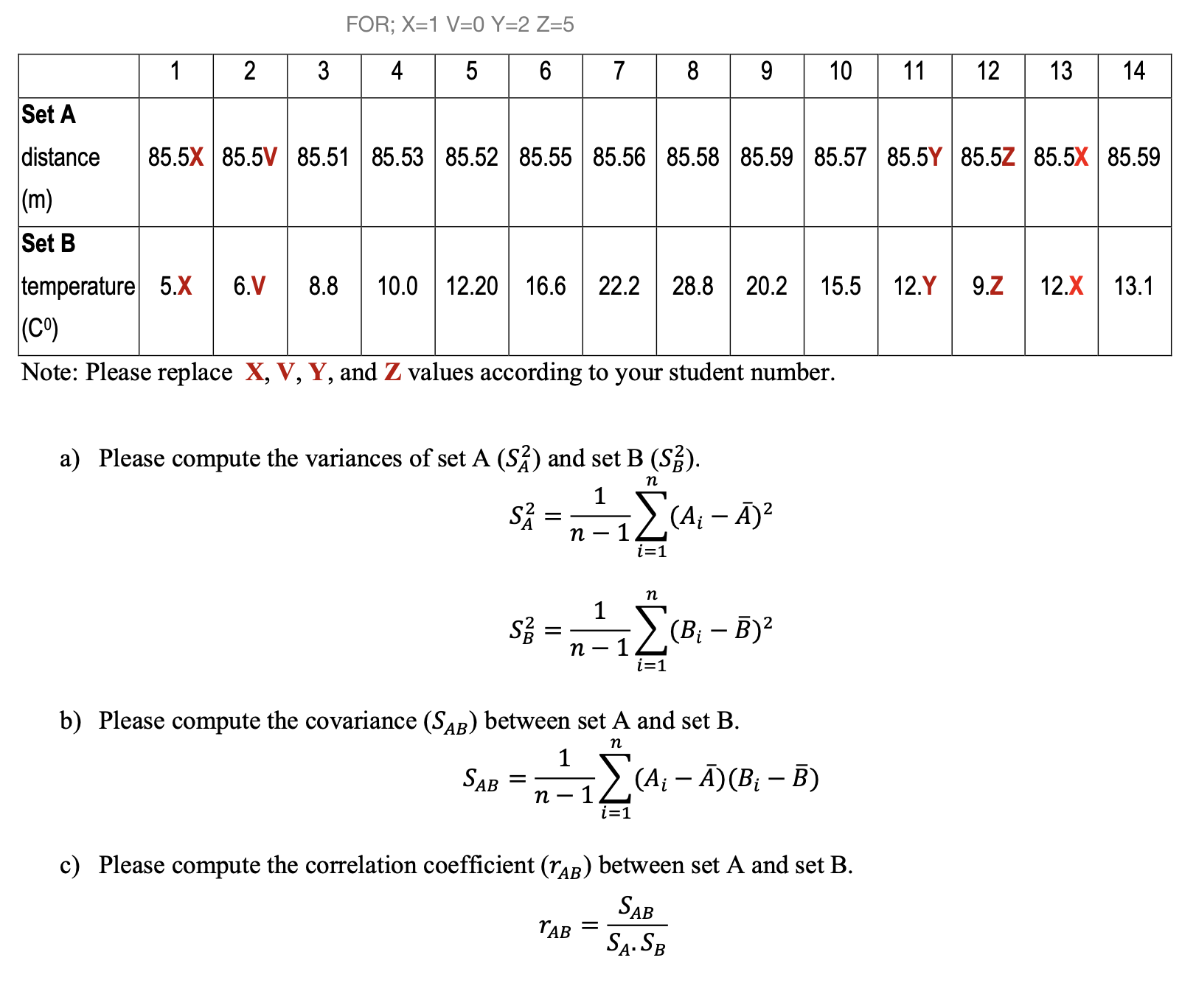 FOR; X=1 V=0Y=2Z=5 Note: Please replace X,V,Y, and Z | Chegg.com