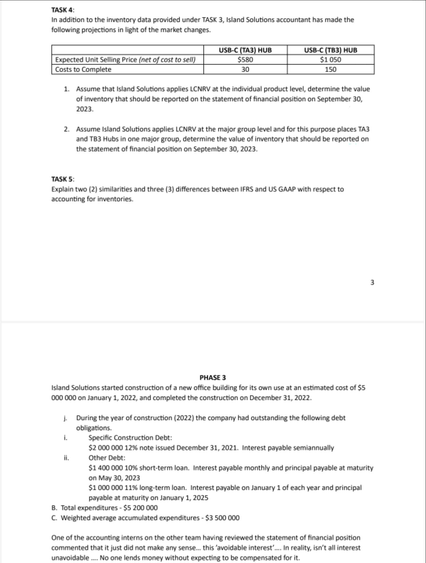 Solved Task 4 In Addition To The Inventory Data Provided 5854