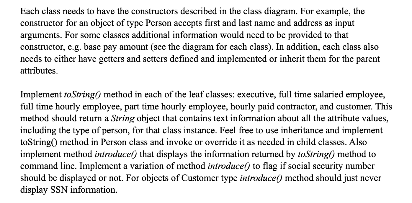Solved Each Class Needs To Have The Constructors Described 3738