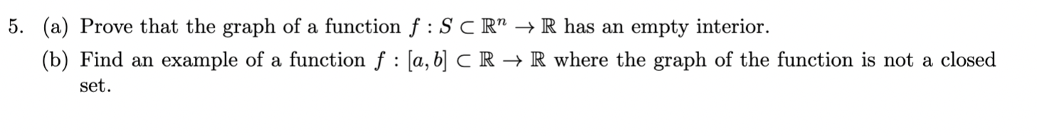 Solved (a) Prove that the graph of a function f:S⊂Rn→R has | Chegg.com