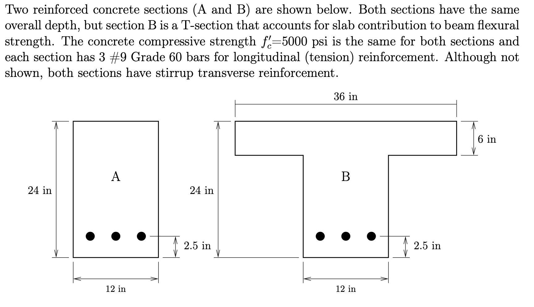 Solved Two Reinforced Concrete Sections A And B Are Shown