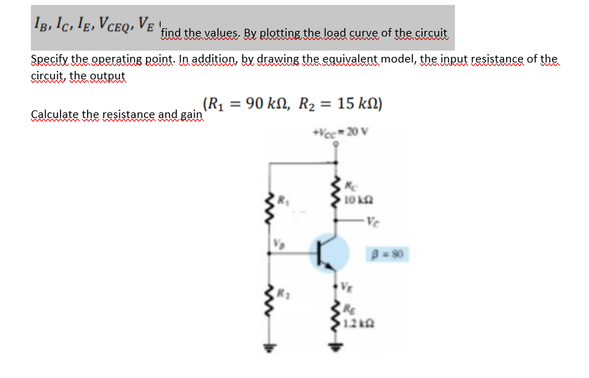 Solved 13, Ic, lɛ, VCEQ, VE find the values. By plotting the | Chegg.com