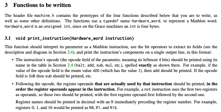 2.4 Names, operands, and effects of the machine | Chegg.com