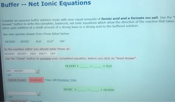 Solved Buffer --Net Ionic Equations Consider an aqueous | Chegg.com