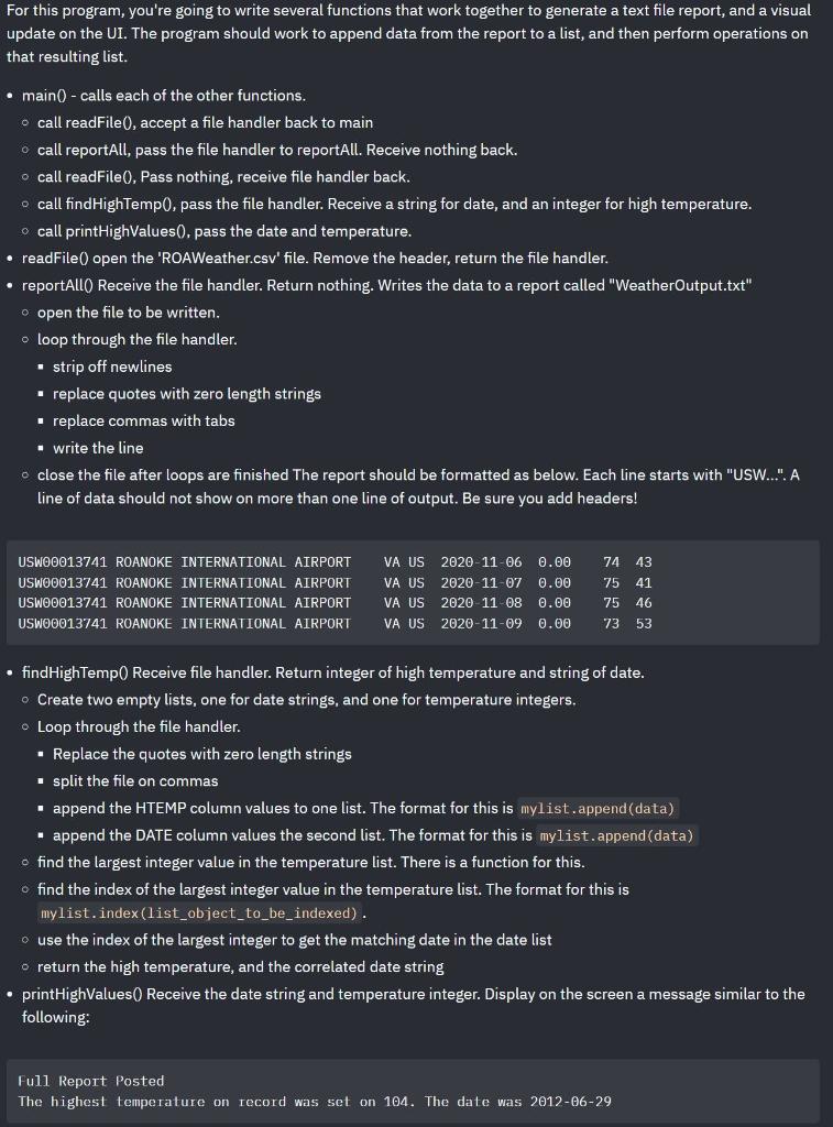 Solved For this program, you're going to write several | Chegg.com