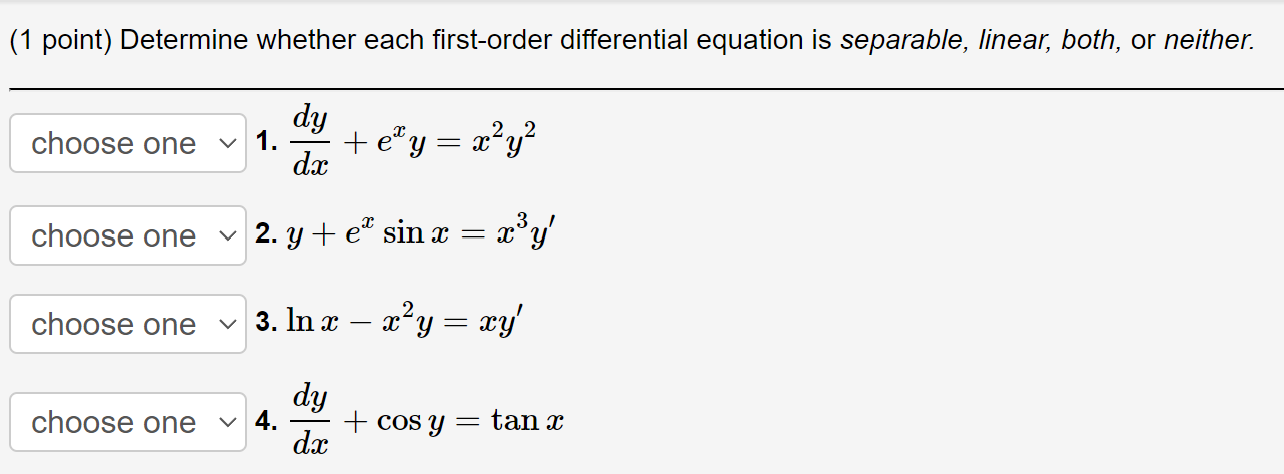Solved 1 Point Determine Whether Each First Order
