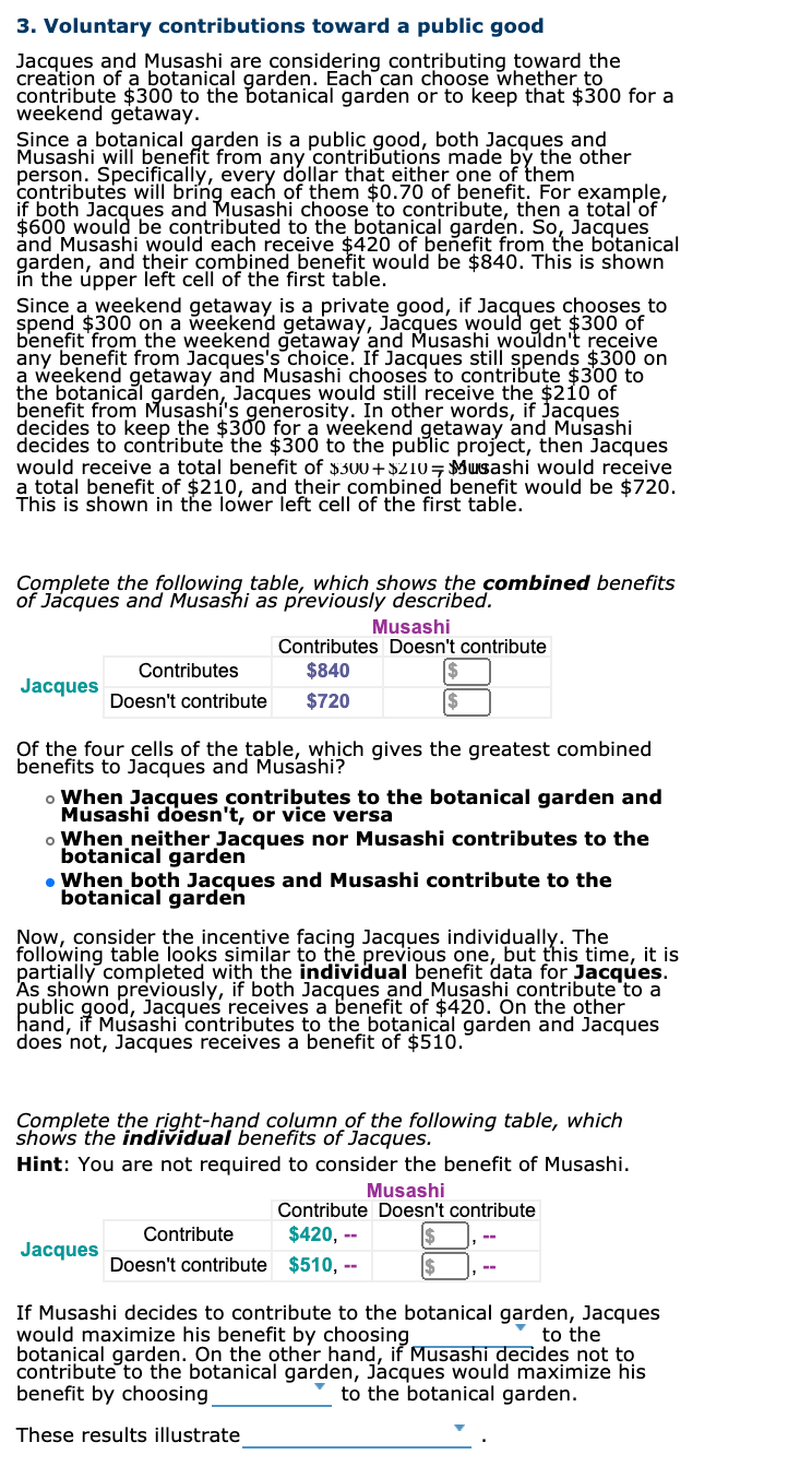 Solved 3. Voluntary contributions toward a public good | Chegg.com