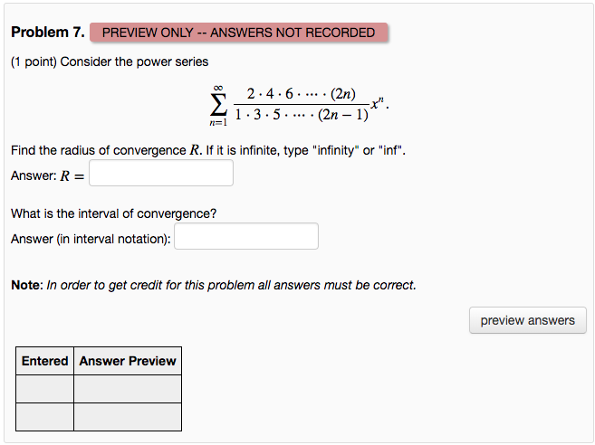 Solved Problem 7. PREVIEW ONLY- - ANSWERS NOT RECORDED 0 | Chegg.com