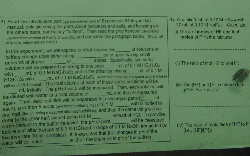 Solved Prelab, Experiment 25 (modified) 1) Read Section | Chegg.com