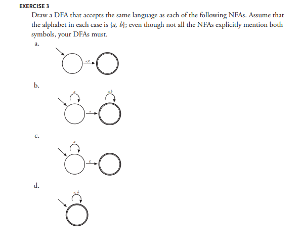 Solved EXERCISE 3 Draw a DFA that accepts the same language | Chegg.com