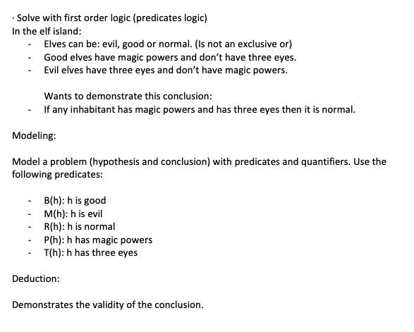 Solved Solve With First Order Logic Predicates Logic In