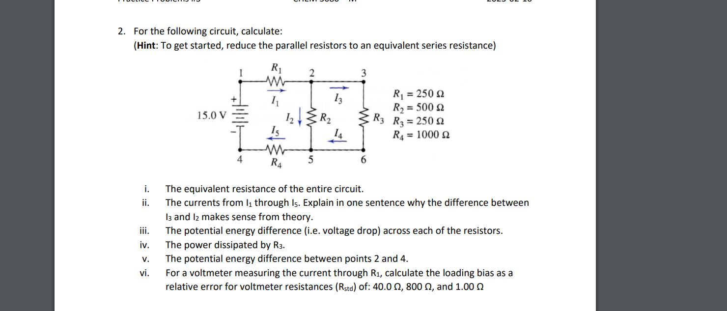 Solved 2. For the following circuit, calculate: (Hint: To | Chegg.com