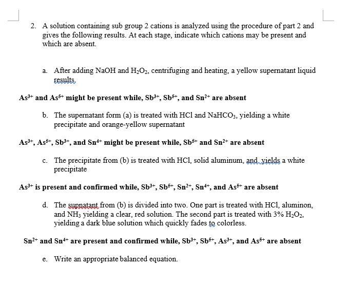 Solved QUALITATIVE ANALYSIS OF GROUP II and III CATIONS | Chegg.com