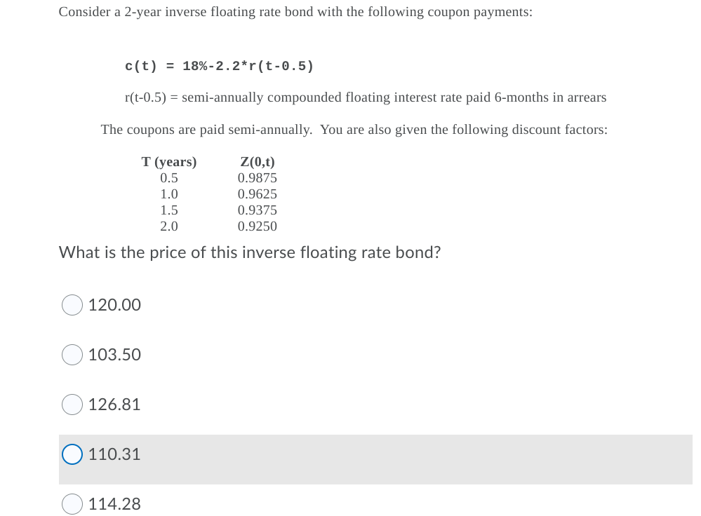 Solved Consider a 2-year inverse floating rate bond with the | Chegg.com