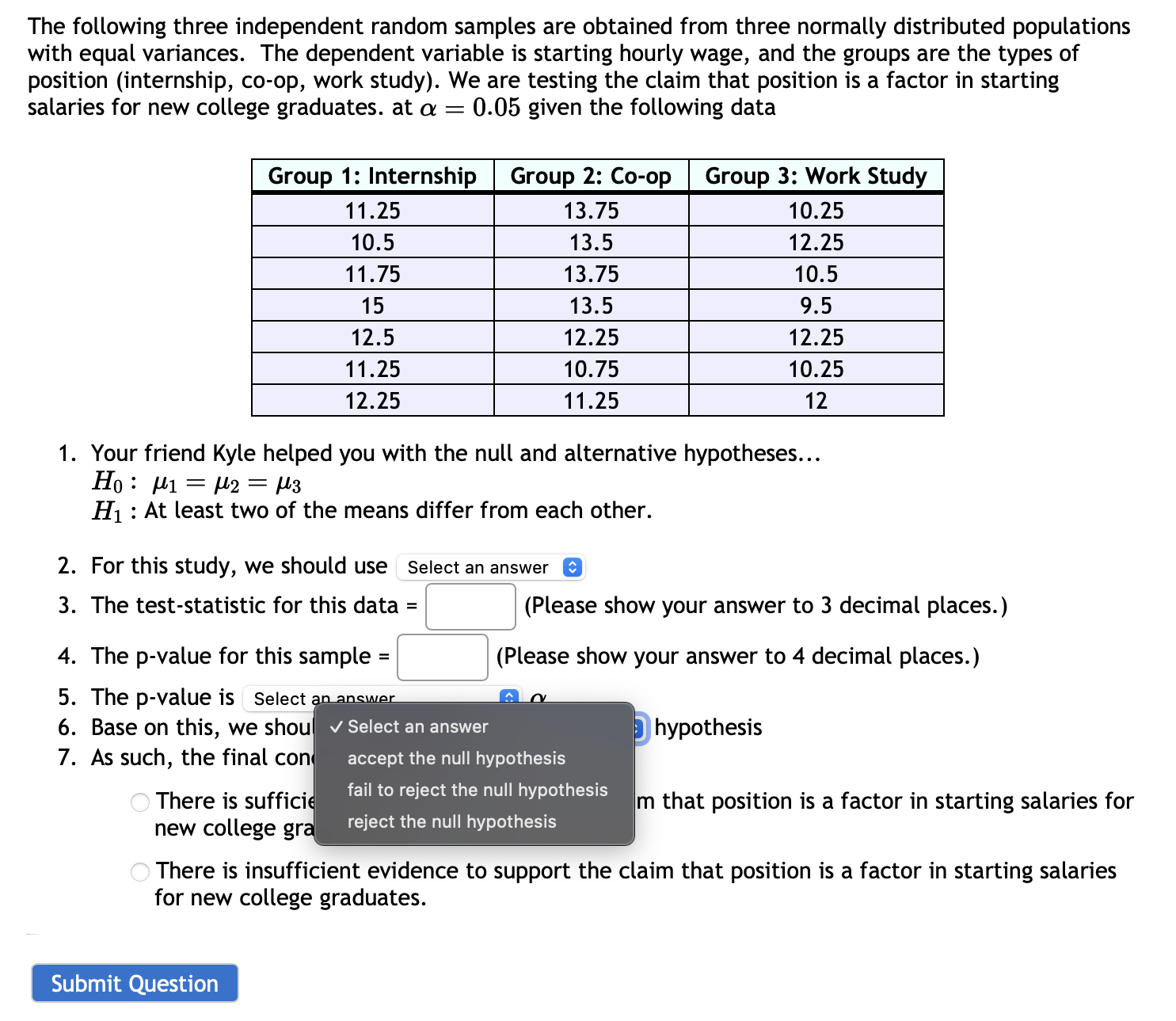 Solved The following three independent random samples are | Chegg.com