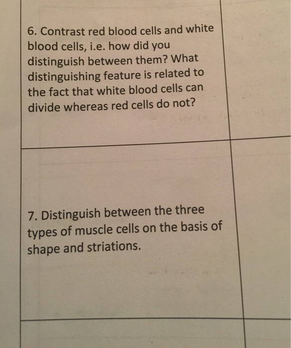 Solved Contrast red blood cells and white blood cells, i.e. | Chegg.com