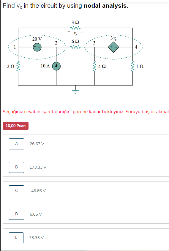 Solved Find vx in the circuit by using nodal analysis. 3 Ω + | Chegg.com
