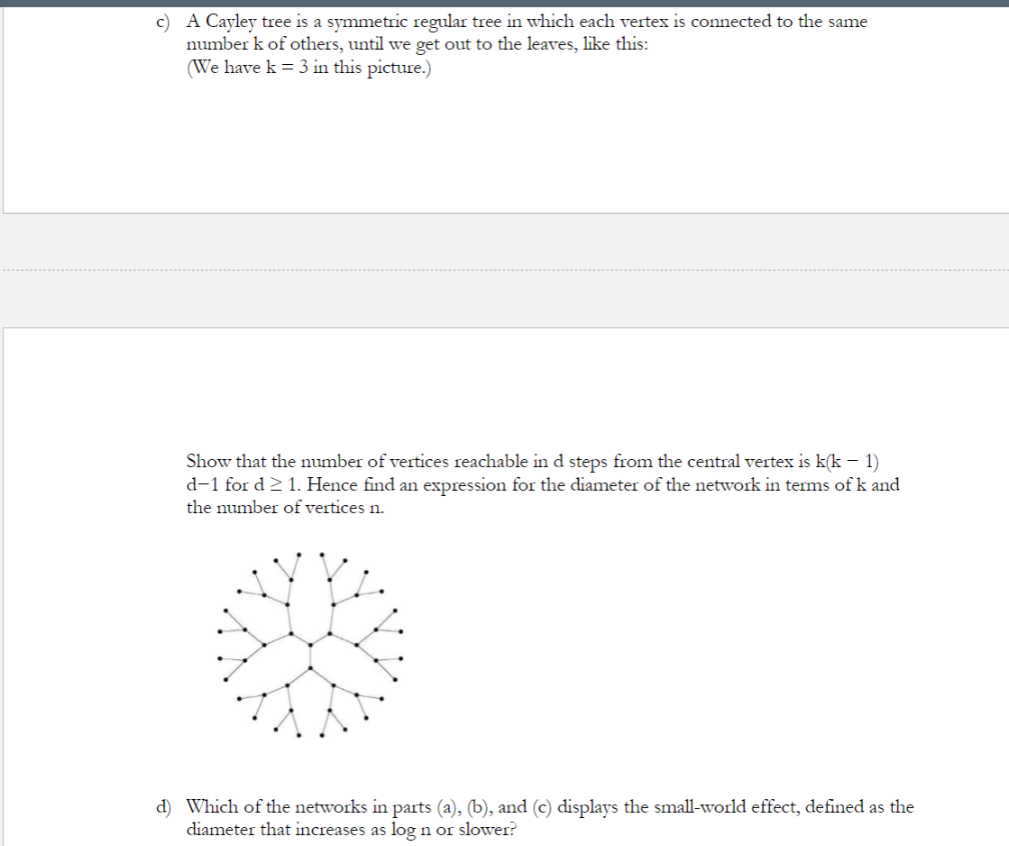 Solved c) A Cayley tree is a symmetric regular tree in which | Chegg.com