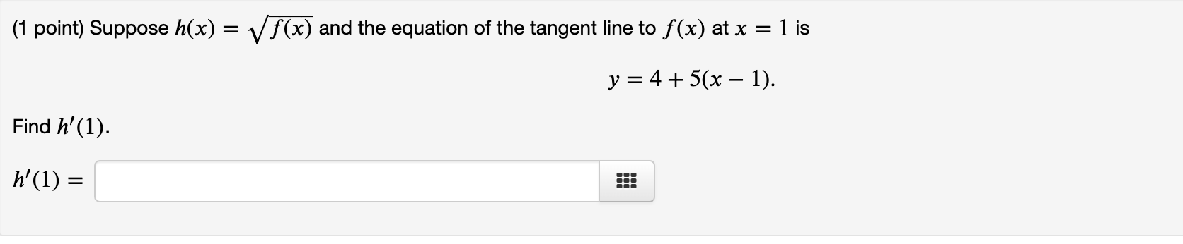 Solved (1 point) Suppose h(x)=f(x) and the equation of the | Chegg.com