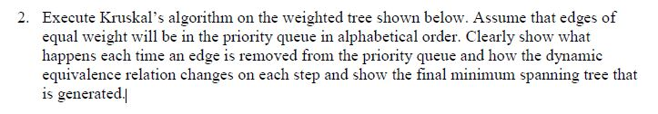 Solved Execute Kruskal's algorithm on the weighted tree | Chegg.com