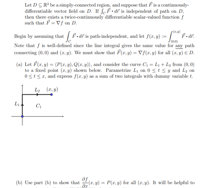Solved Let D C R2 be a simply-connected region, and suppose | Chegg.com