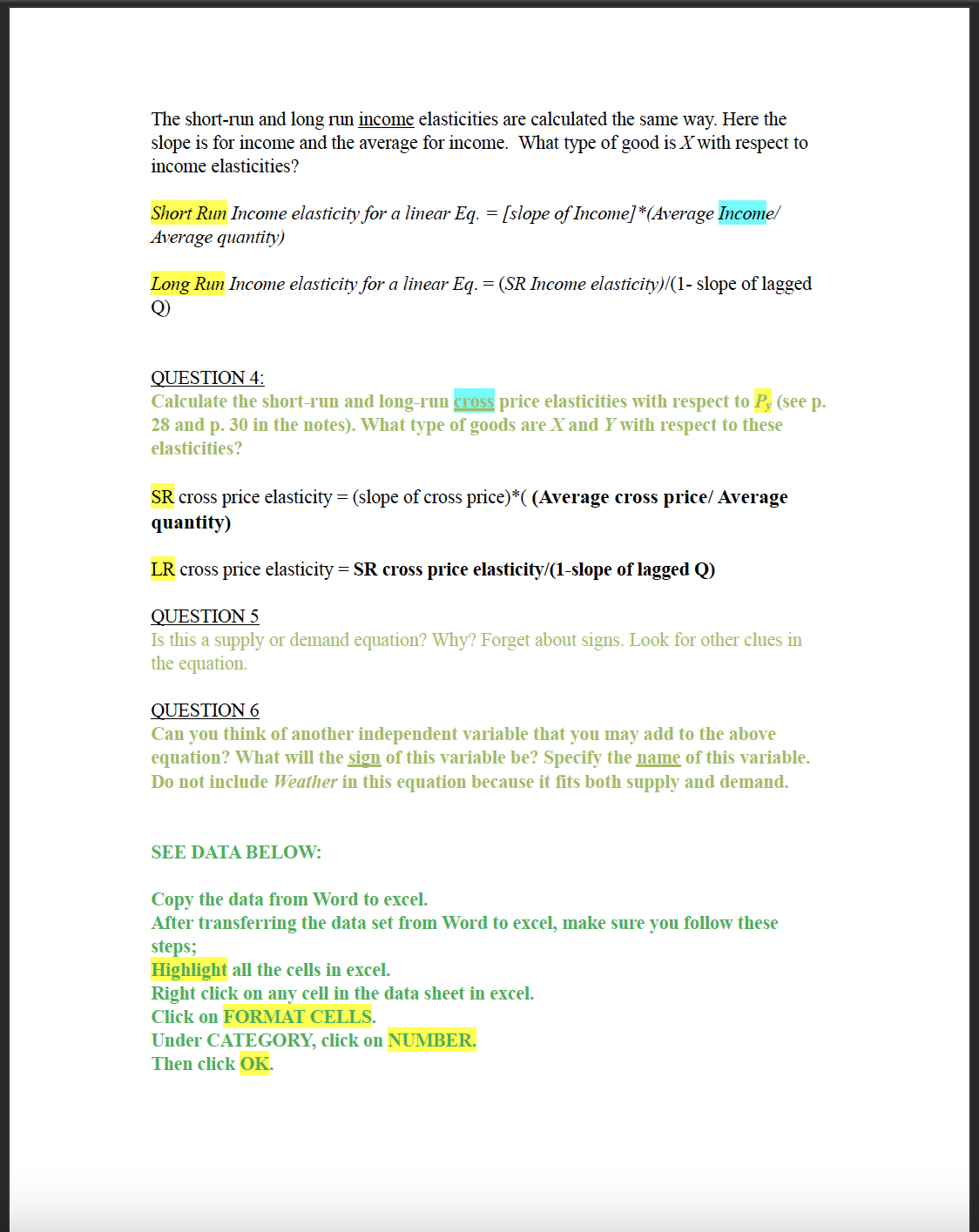 Solved Fall 2018: Regression Assignment Data Sheet (linear | Chegg.com