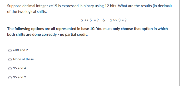 Solved Suppose decimal integer x=19 is expressed in binary | Chegg.com