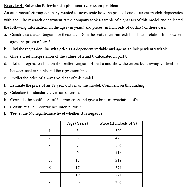 Solved Exercise 4: Solve the following simple linear | Chegg.com