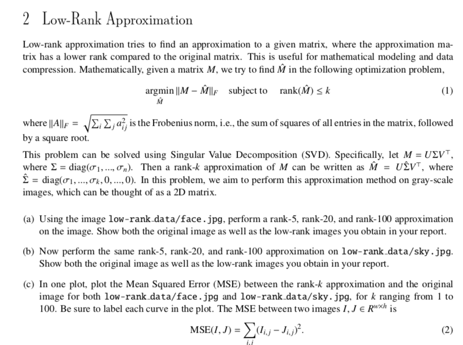 2 Low-Rank Approximation Low-rank approximation tries | Chegg.com
