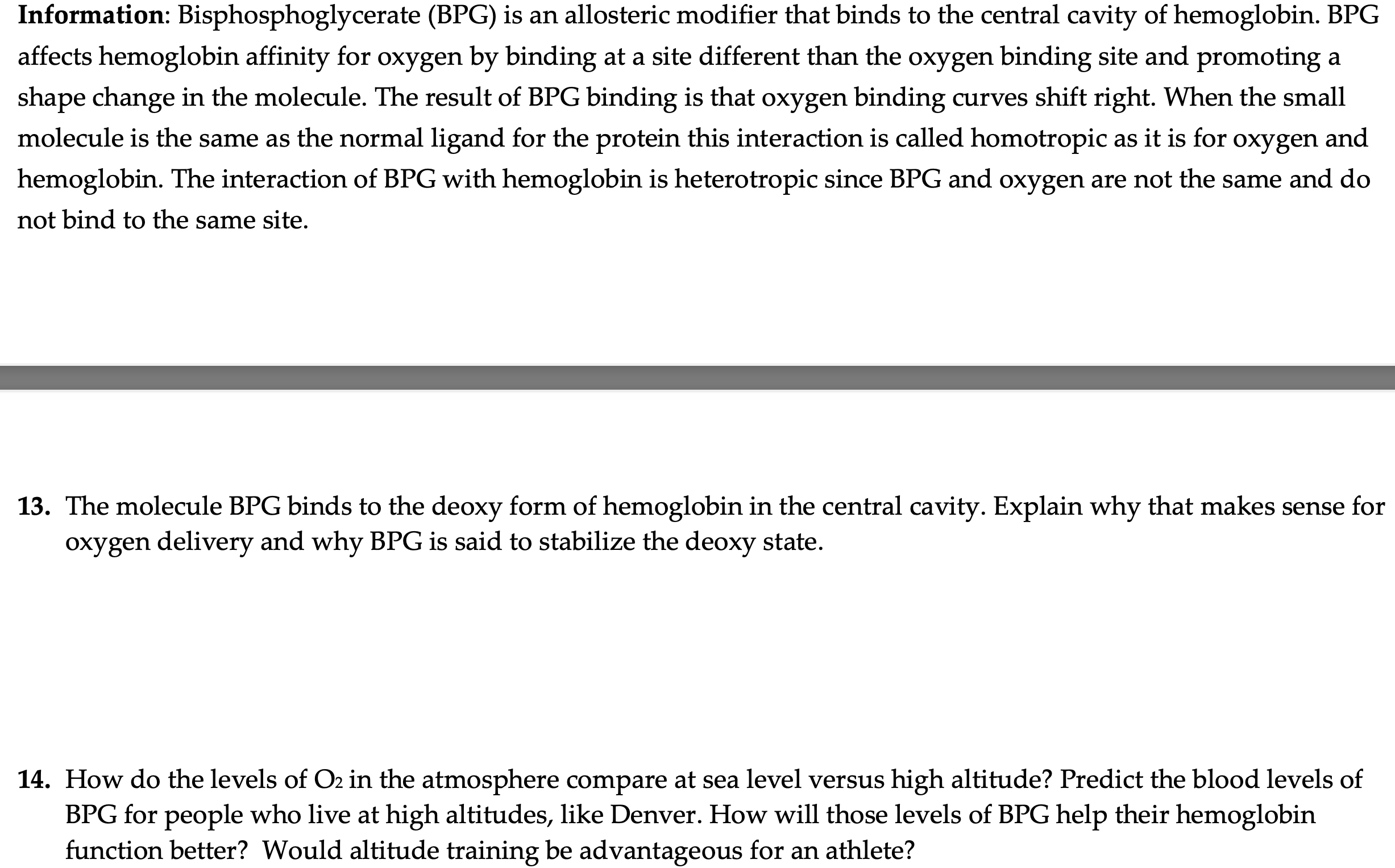 Solved Information: Bisphosphoglycerate (BPG) is an | Chegg.com