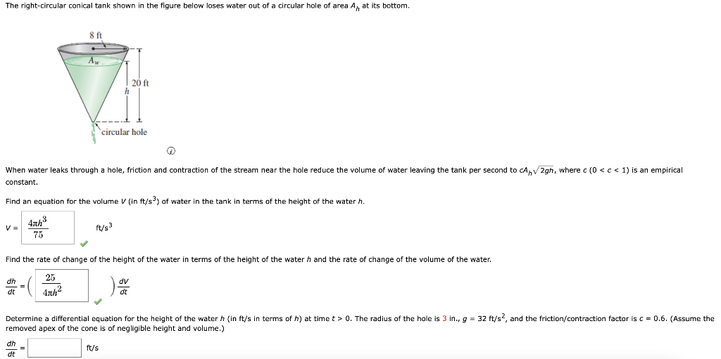 Solved constant. Find an equation for the volume V( in | Chegg.com