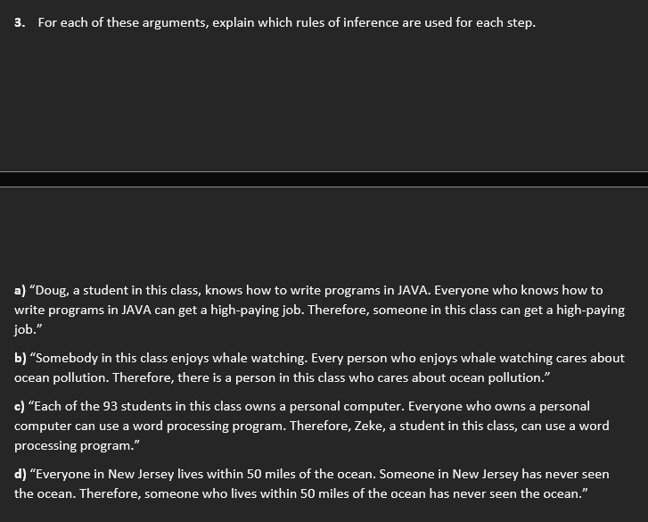 Solved 3. For each of these arguments, explain which rules | Chegg.com