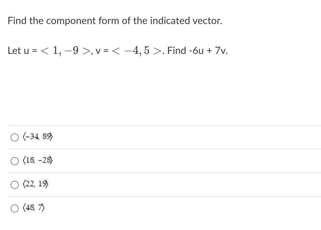 Solved Find the component form of the indicated vector. Let | Chegg.com