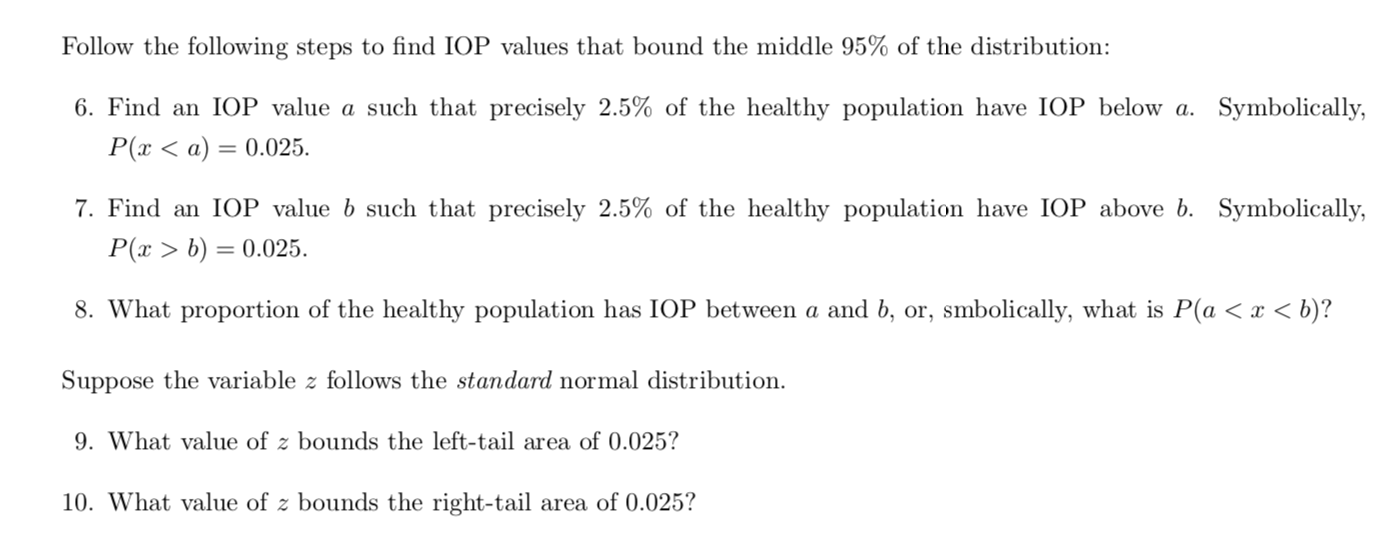 Solved Follow the following steps to find IOP values that | Chegg.com