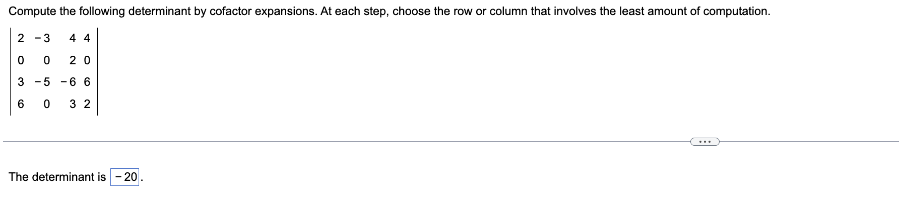 Solved Compute the following determinant by cofactor | Chegg.com